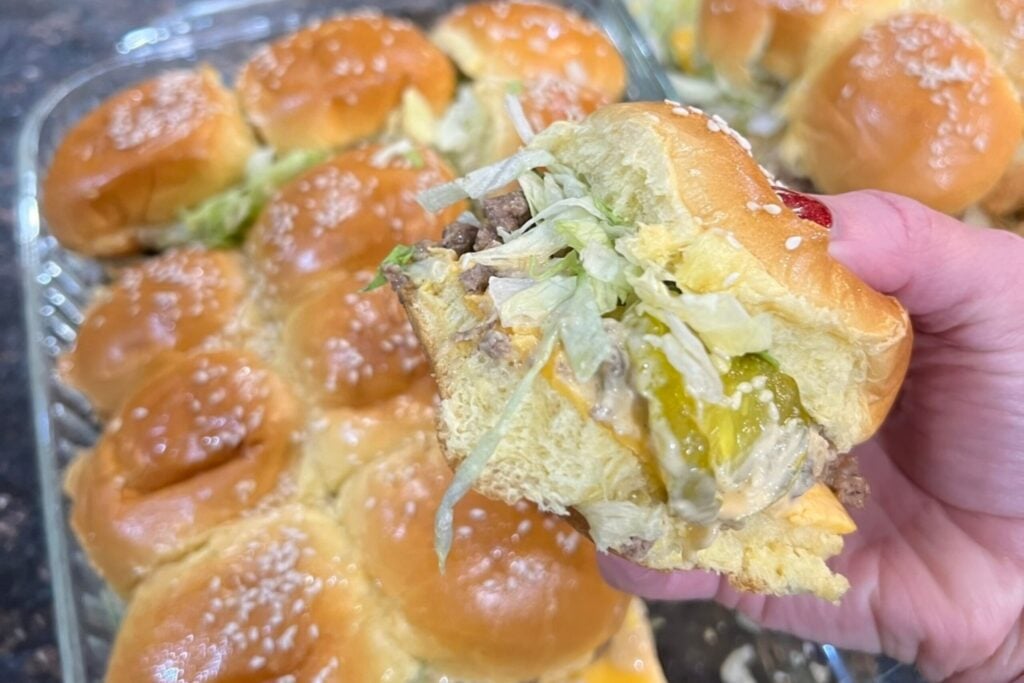 Cheesy Big Mac Sliders - Crazy Busy Mama