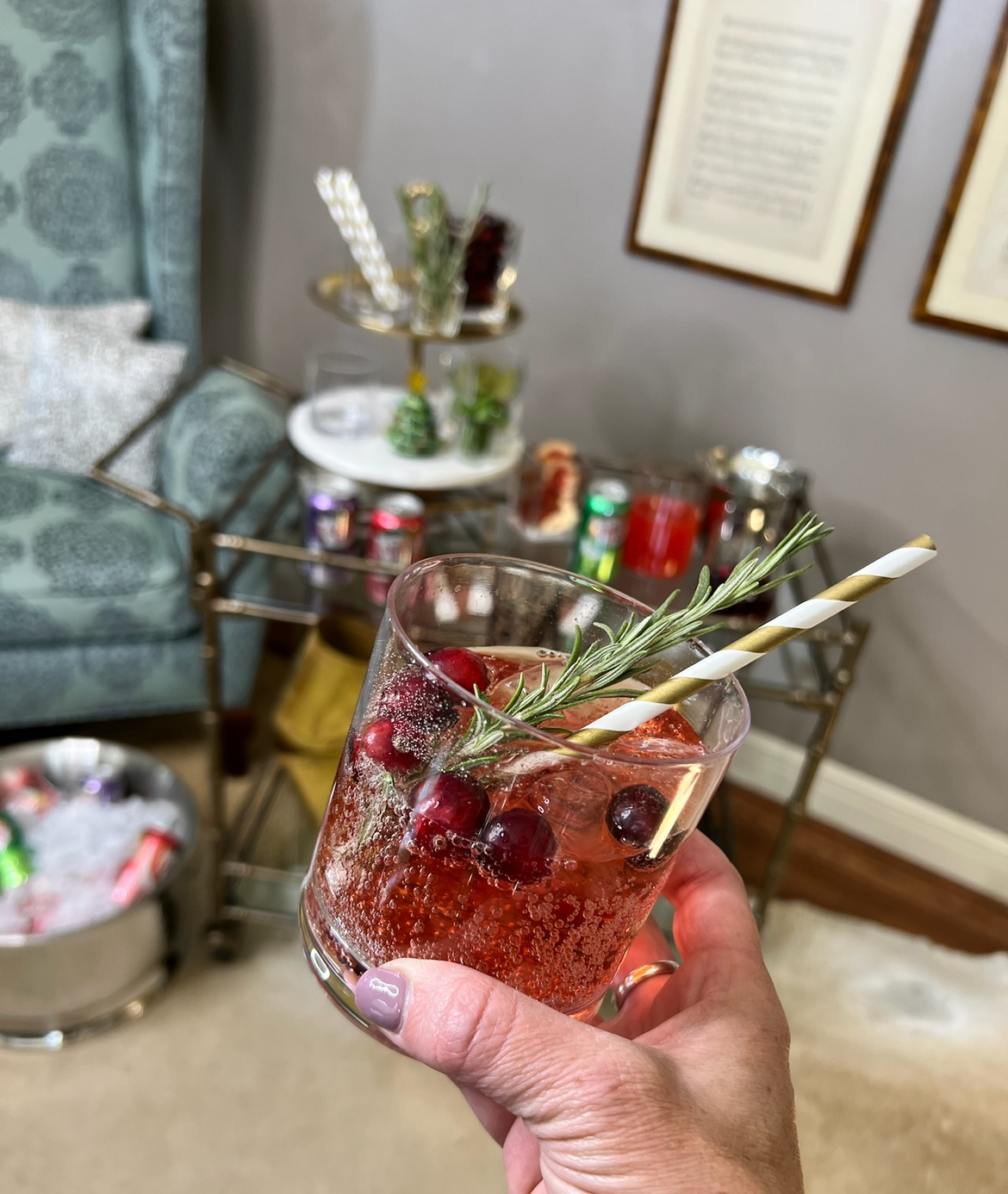 DIY Cocktail & Mocktail Bar Cart - Crazy Busy Mama